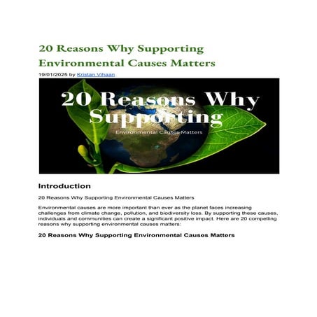 20 Reasons Why Supporting Environmental Causes Matters | PDF