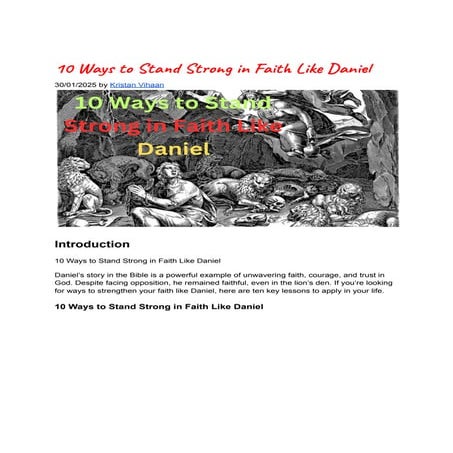 10 Ways to Stand Strong in Faith Like Daniel | PDF