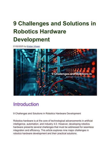 12 Robotics Hardware Technologies Driving the Future of AI | PDF