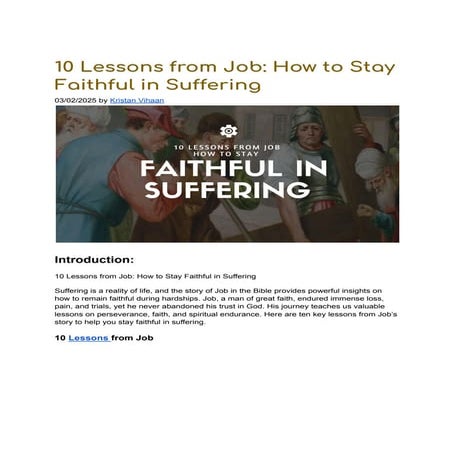 10 Lessons from Job: How to Stay Faithful in Suffering | PDF