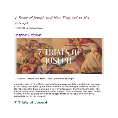 7 Trials of Joseph and How They Led to His Triumph | PDF