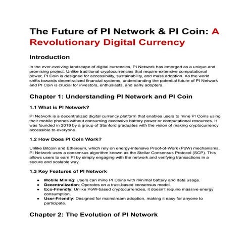The Future of PI Network & PI Coin: A Revolutionary Digital Currency | PDF