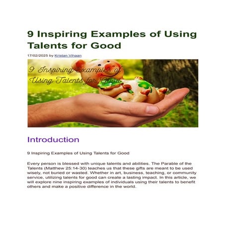 9 Inspiring Examples of Using Talents for Good | PDF