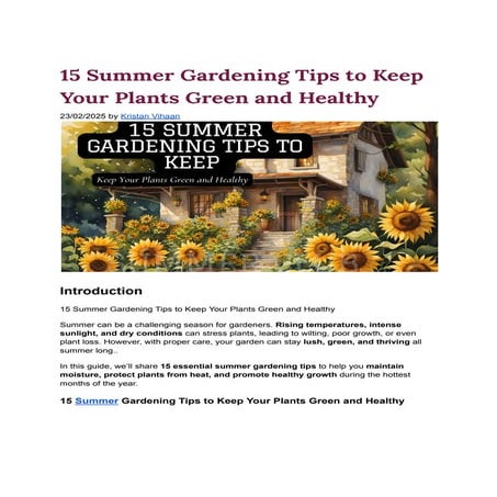 15 Summer Gardening Tips to Keep Your Plants Green and Healthy | PDF