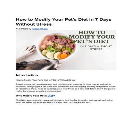 How to Modify Your Pet’s Diet in 7 Days Without Stress | PDF