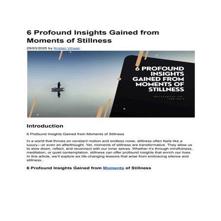 6 Profound Insights Gained from Moments of Stillness | PDF