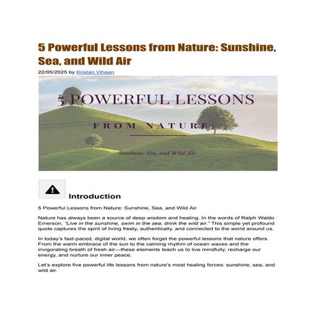 5 Powerful Lessons from Nature: Sunshine, Sea, and Wild Air | PDF