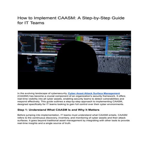 How to Implement CAASM: A Step-by-Step Guide for IT Teams | PDF