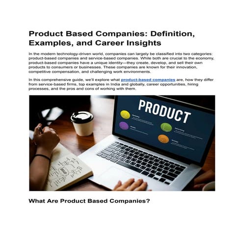 Product Based Companies: Definition, Examples, and Career Insights | PDF