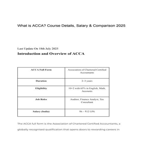 ACCA: What Is It? Qualifications, Course Information, and Career Path | PDF