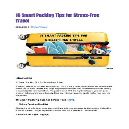 16 Smart Packing Tips for Stress-Free and Efficient Travel | PDF