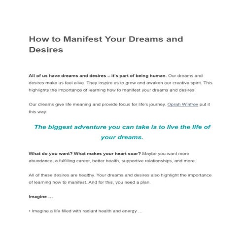 How to manifest your dreams | PDF