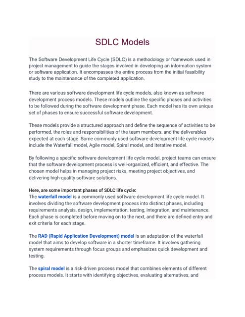 Software Development Life Cycle (SDLC ) | PPT