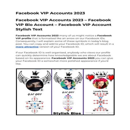 Facebook VIP Accounts 2023 | PDF