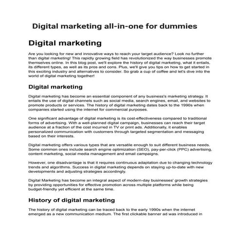 Digital marketing all-in-one for dummies | PDF
