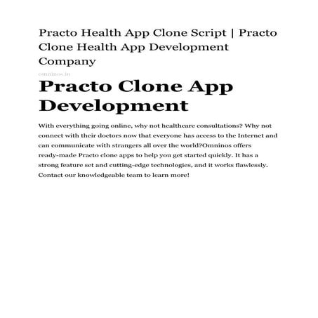 Practo Clone App Development | PDF