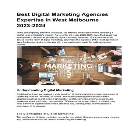 Best Digital Marketing Agencies Expertise in West Melbourne 2023-2024 | PDF