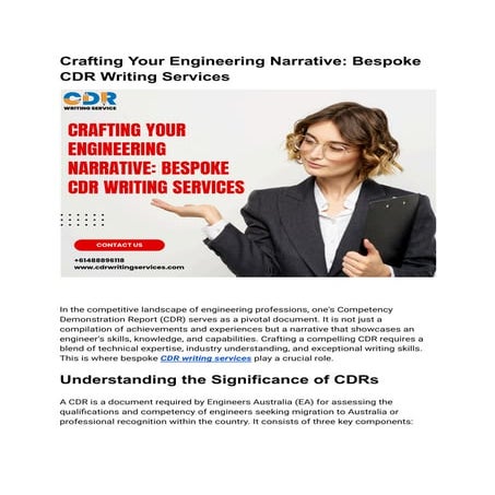 Crafting Your Engineering Narrative: Bespoke CDR Writing Services | PDF