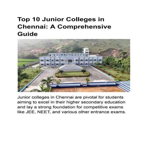 Top 10 Junior Colleges in Chennai: A Comprehensive Guide | PDF