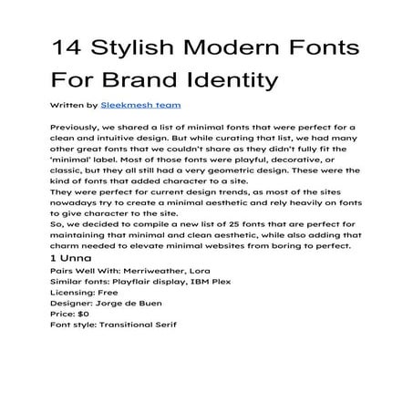 14 stylish modern fonts for brand identity | PDF