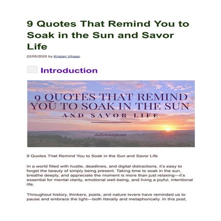 9 Quotes That Remind You to Soak in the Sun and Savor Life | PDF