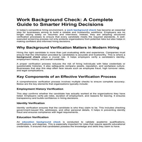 Education Background Check Process for Smarter Recruitment | PPTX