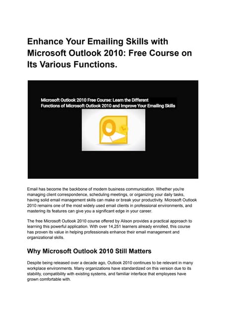 Outlook training slides | PPTX