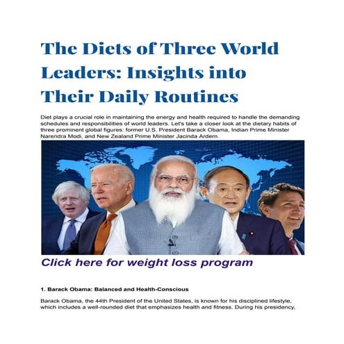 The Diets of Three World Leaders: Insights into Their Daily Routines | PDF