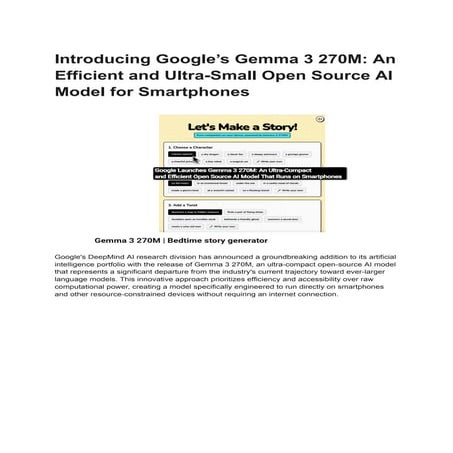 Introducing Google’s Gemma 3 270M: An Efficient and Ultra-Small Open Source AI Model for ...