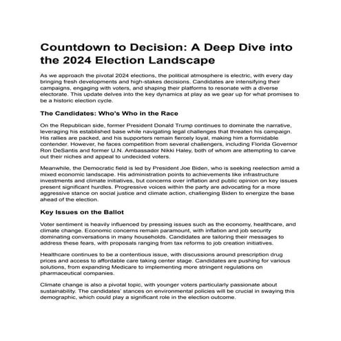 "Donald Trump: The Controversial Comeback in the 2024 Presidential Race ...