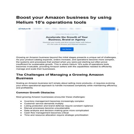Boost your Amazon business by using Helium 10's operations tools. | PDF