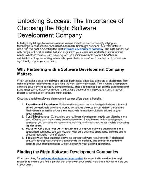 Features of software development company | PDF