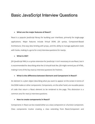 React JS Interview Question & Answer | PPT