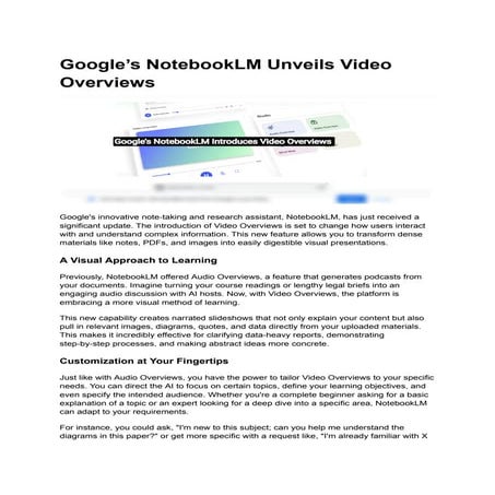 Google’s NotebookLM Unveils Video Overviews | PDF