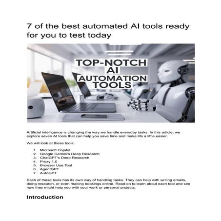 7 of the best automated AI tools ready for you to test today | PDF