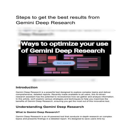 Steps to get the best results from Gemini Deep Research. | PDF