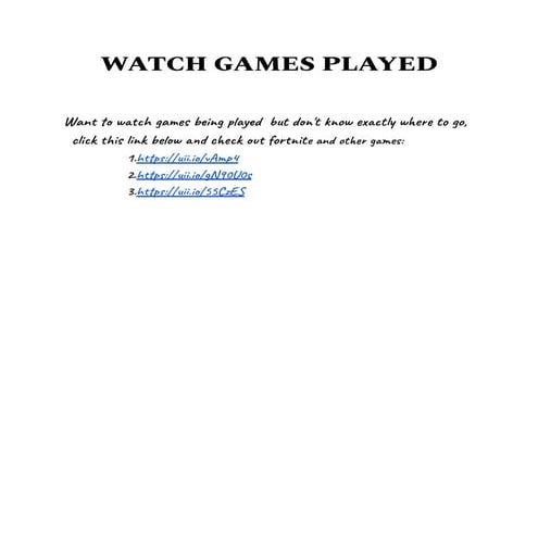 watch played games | PDF