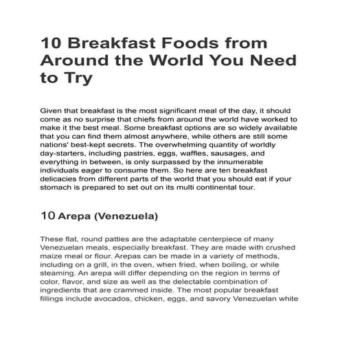 Breakfasts around the World | PPT