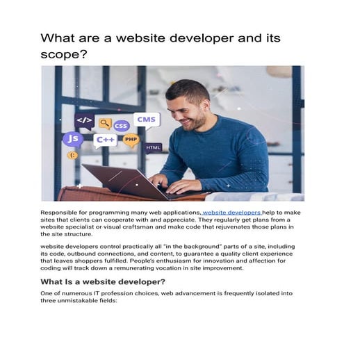What are a website developer and its scope? | PDF