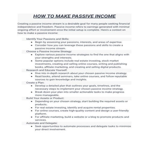 HOW TO MAKE PASSIVE INCOME | PDF
