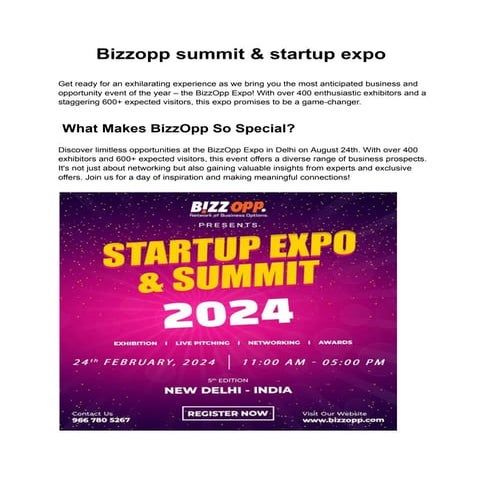 Startup expo and summit 2024 | PDF