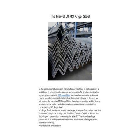 The Marvel Of MS Angel Steel | PPT