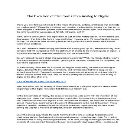 The Evolution of Electronics from Analog to Digital | PDF