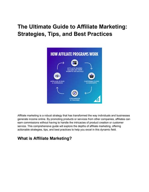 Affiliate Marketing Course Roadmap for Beginners | PDF