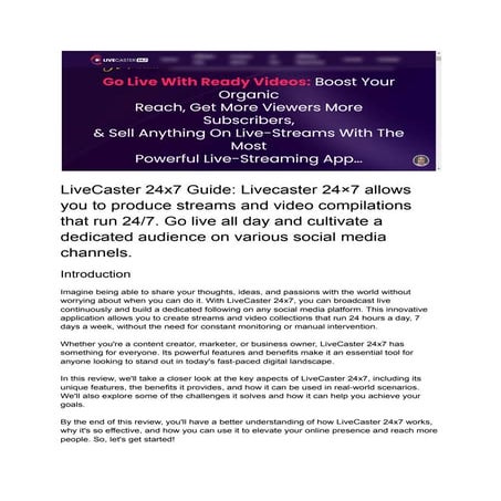 LiveCaster 24x7 Guide: Livecaster 24×7 allows you to produce streams ...
