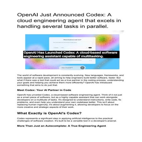 OpenAI Just Announced Codex: A cloud engineering agent that excels in handling several tasks in ...