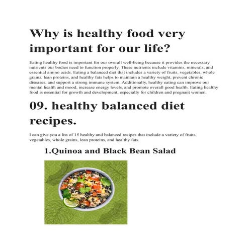 Why is healthy food very important for our life? | PDF