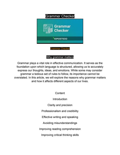 Grammer Checker Pdf
