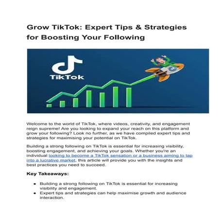 Grow TikTok: Expert Tips & Strategies for Boosting Your Following | PDF