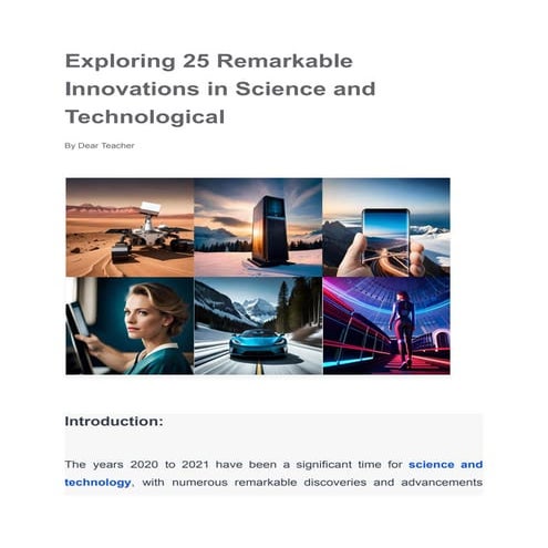 Exploring 25 Remarkable Innovations in Science and Technological | PDF